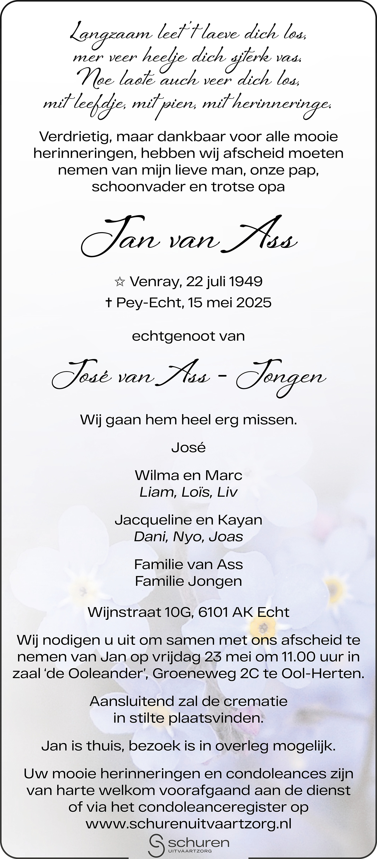 Jan van Ass-Pey-Echt - Schuren Uitvaartzorg